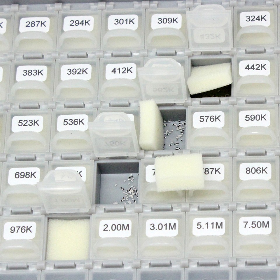 SMD chip resistors 0402 size E96 series 490 values x 100pcs 1% RoHS ...
