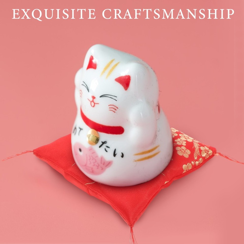 Fortune Cat Bottom Cushion Decorative Ceramic Lucky Cat Pad Floral ...