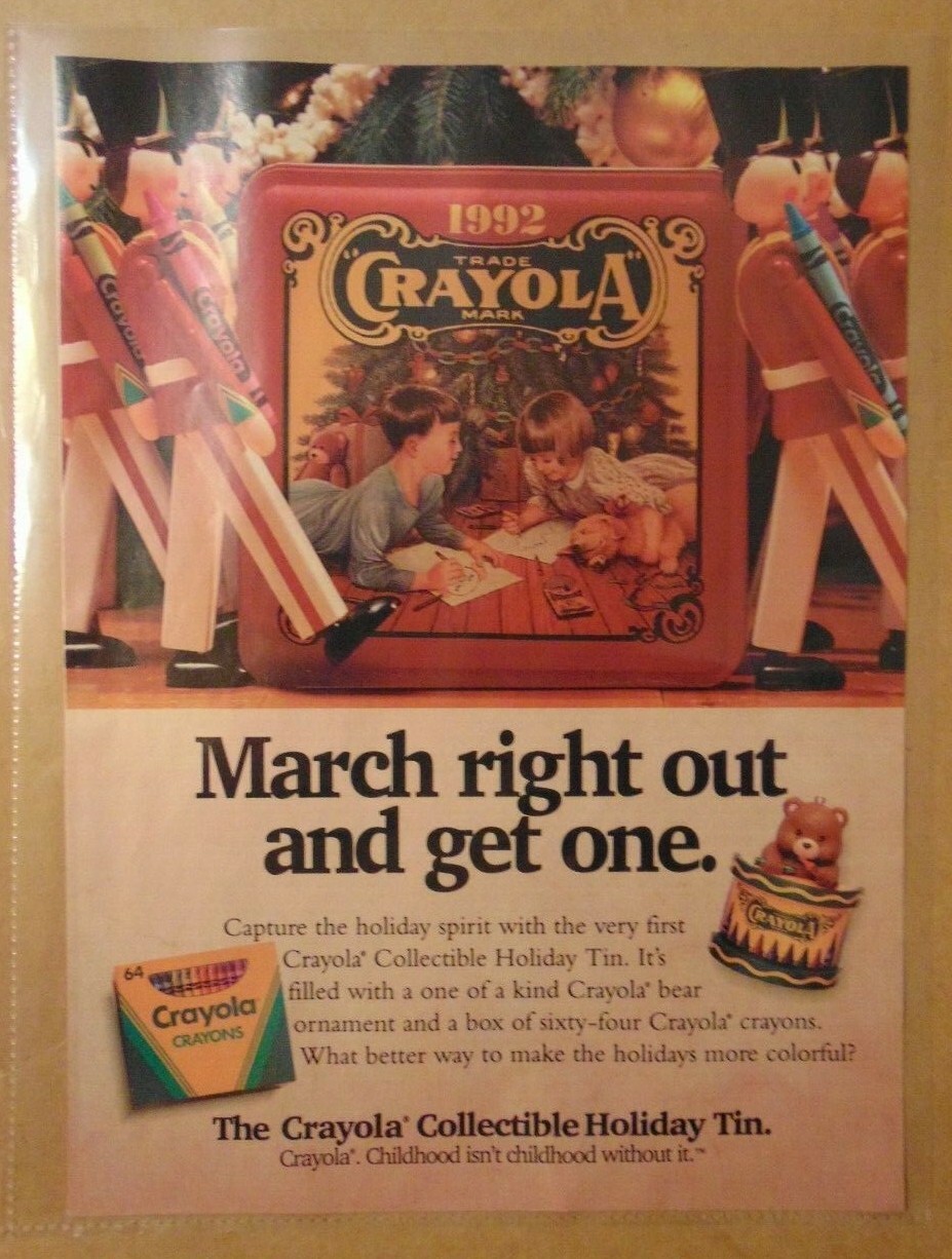 Old Magazine Ad CRAYOLA CRAYON 1992 Holiday Christmas Print Advertising ...