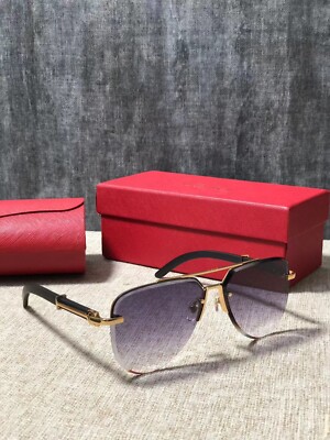 Men Cartier Sunglasses Rimless Glasses Blue Lenses Eyeglasses | eBay