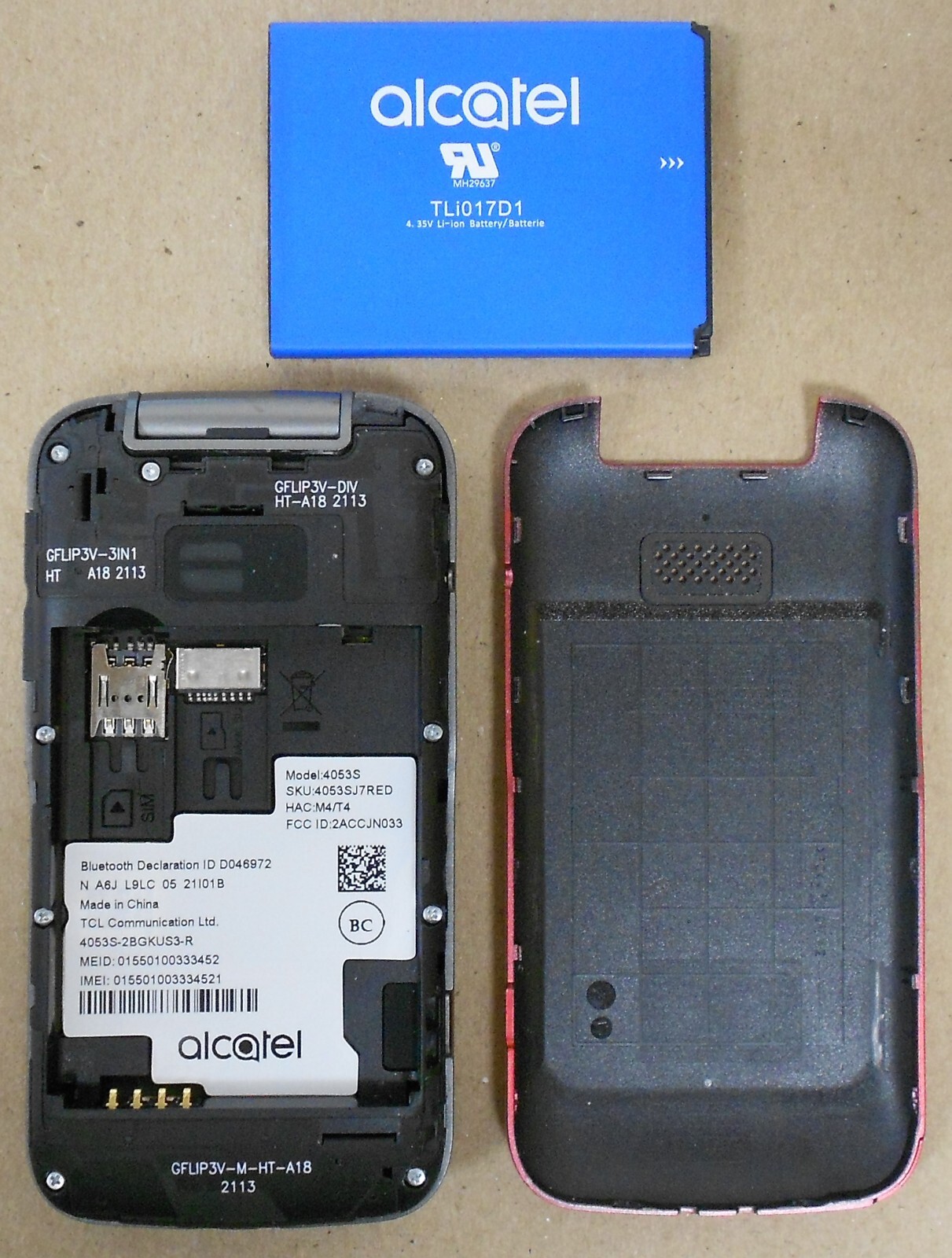 Alcatel Lively Jitterbug 4053S Red Flip Phone Tested Working 1023-01M ...