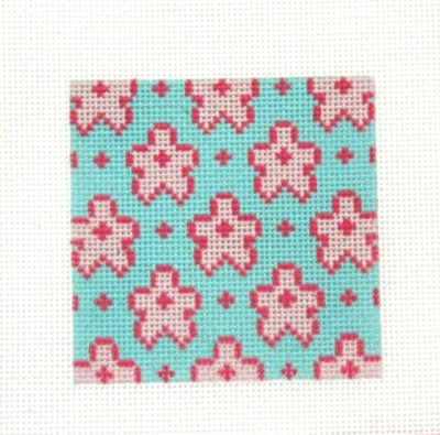 Stitch Rock Designs Flowers on Teal Square Insert Handpainted ...
