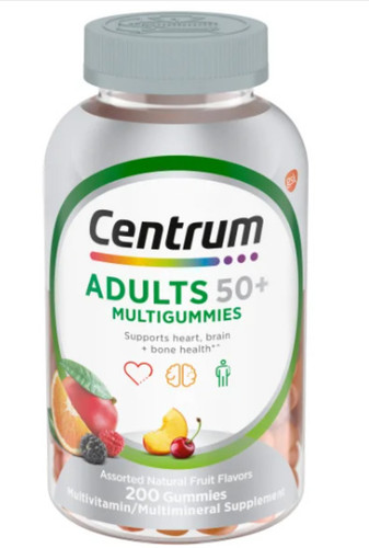 Centrum Silver 50+ 200 Gummies Adult Multivitamin Heart Brain Bone ...