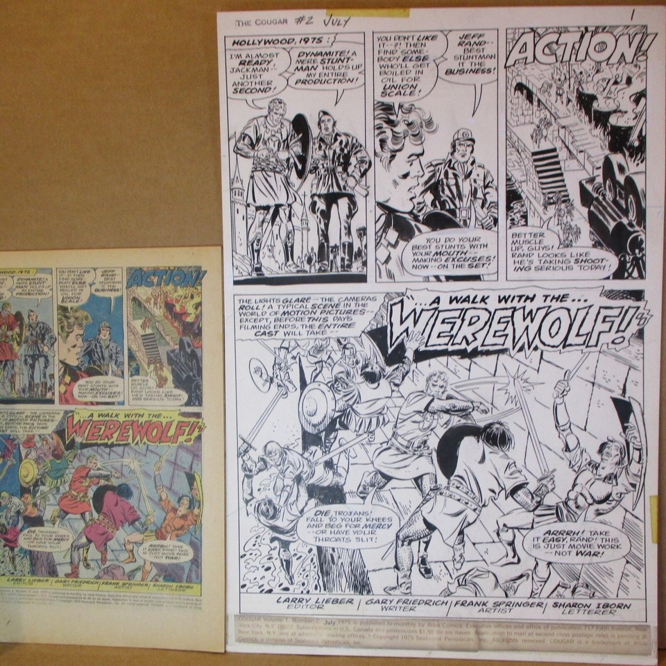 Cougar 2 TITLE SPLASH PAGE ART Frank Springer 1975 Werewolf Original ...