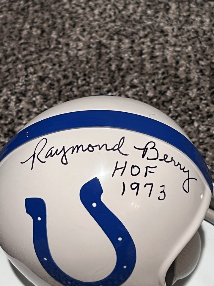 Raymond Berry Autographed Baltimore Colts Throwback Mini Helmet HOF ...