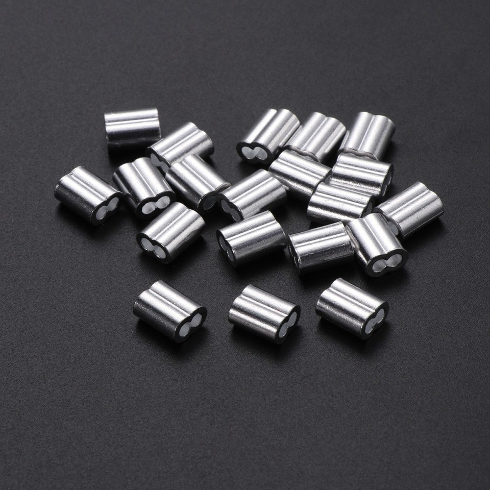 100 Pcs Cable Wire Traction Sleeve Rope Aluminum Steel Joint Loop | eBay