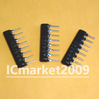 50 PCS A08-472 SIP-8 A472J 4.7K ohm 4.7KR 7 Commoned Resistor Network ...