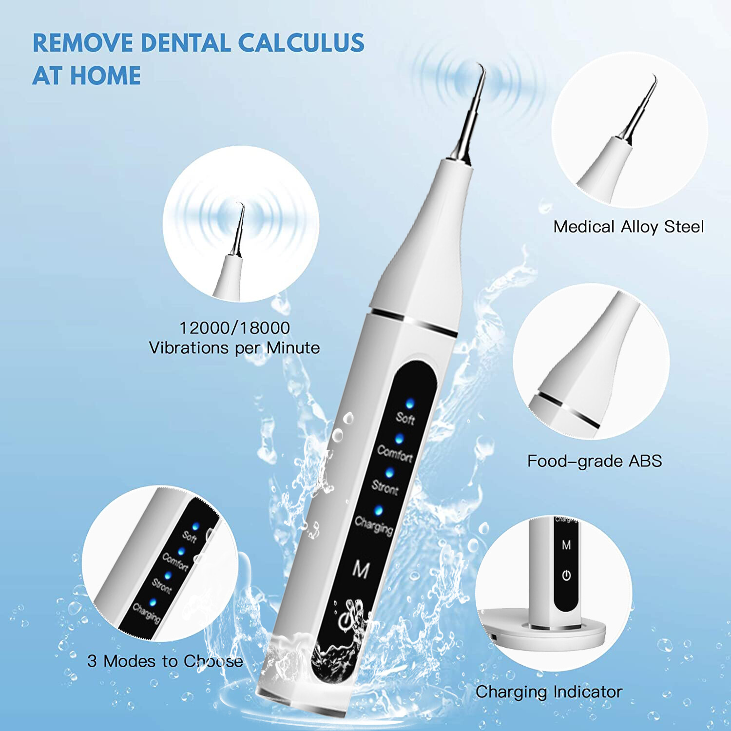 Teeth Whitening Electric Ultrasonic Calculus Remover Tartar Scaler ...