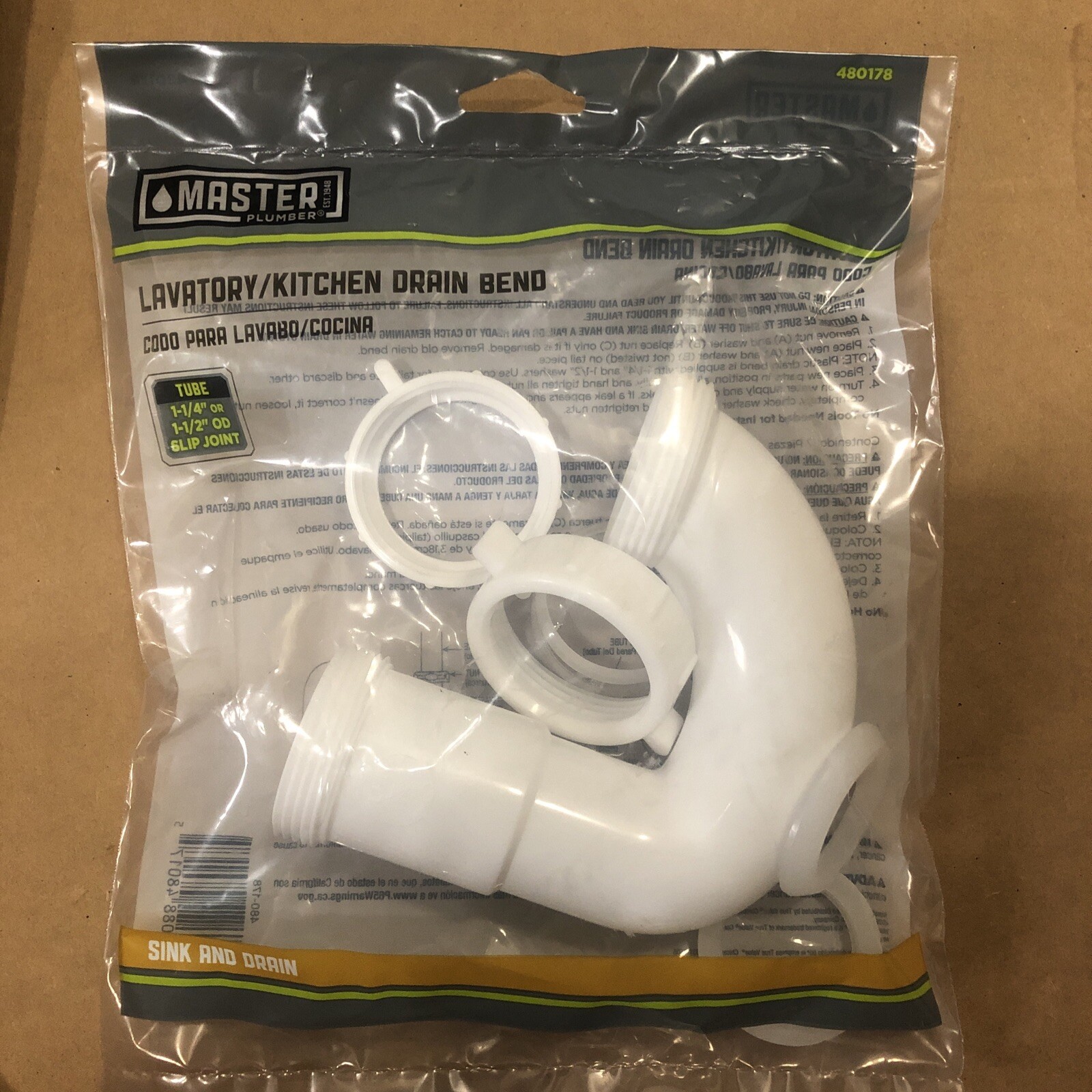 Master Plumber 480-178 Plastic Lavatory/Kitchen Drain Bend, White | eBay