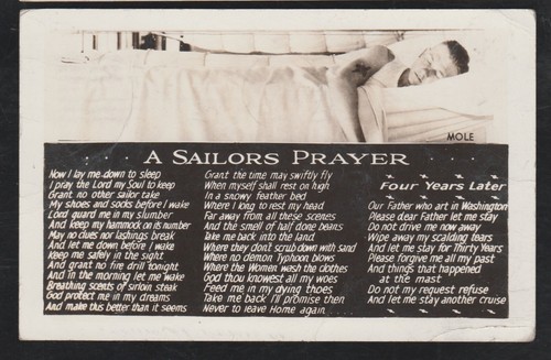 A Sailors Prayer/ sailor sleeping/ very nice prayer/ glossy postcard | eBay