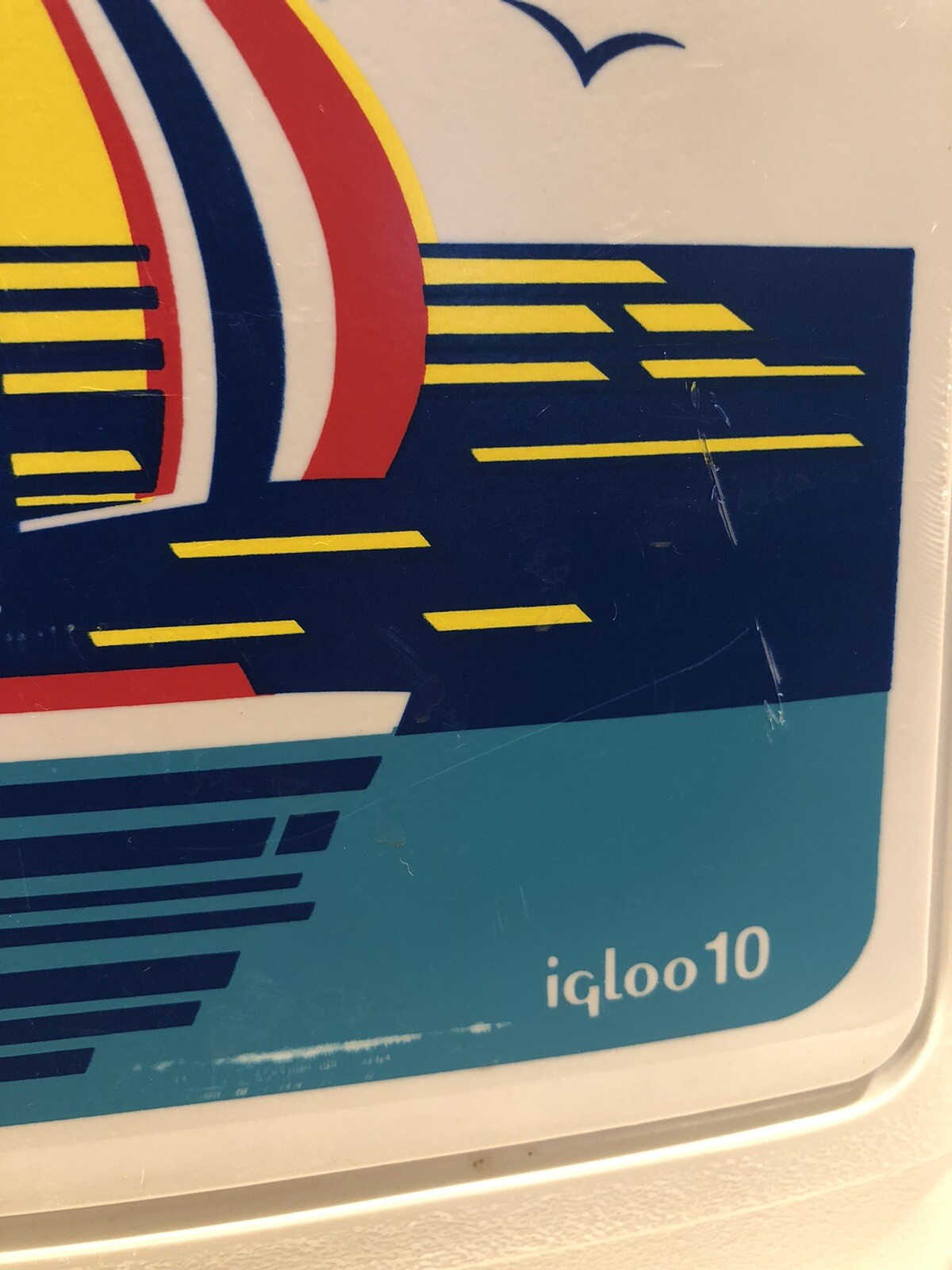 Vintage Igloo 10 Multicolor Cooler Ice Chest White Sailboat Beach Sun ...
