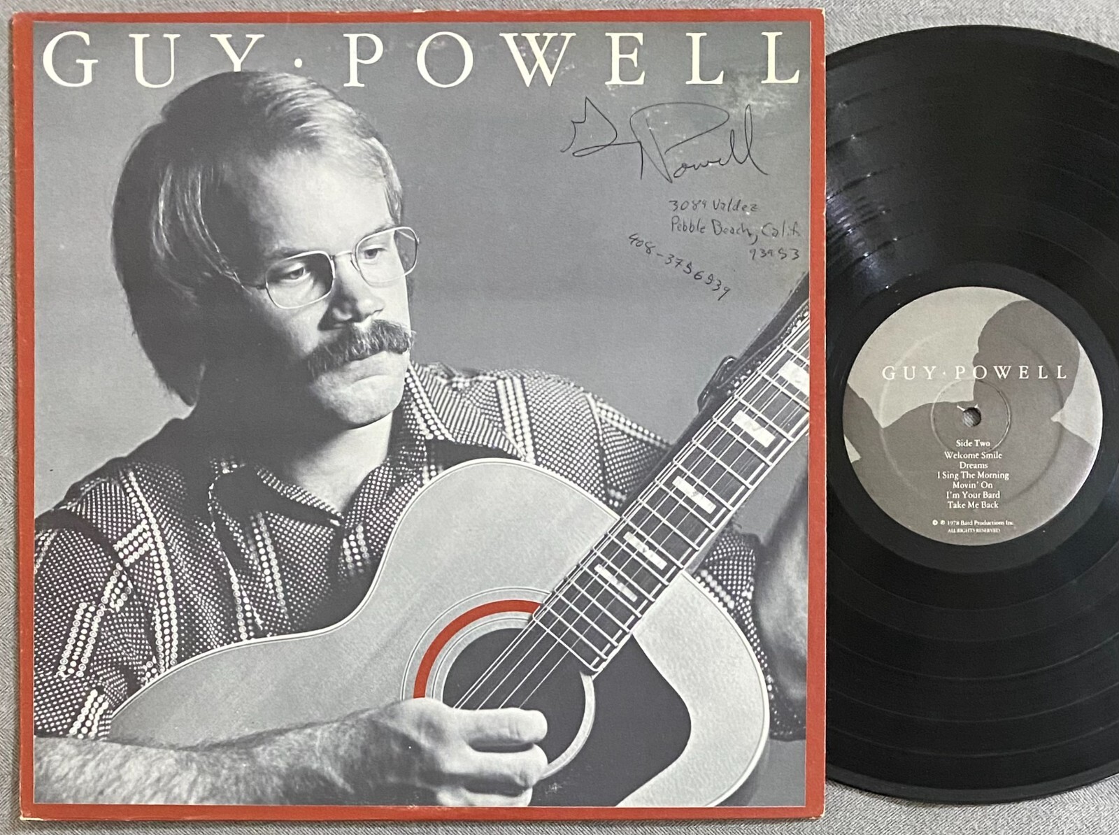 GUY POWELL Self Titled LP Private Folk Rock Singer Songwriter Autograph ...