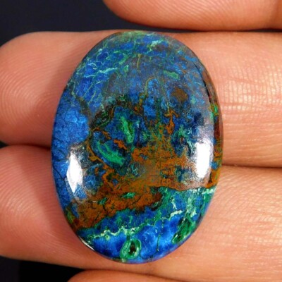 39.55Cts. Natural Gorgeous Specimen Blue Azurite Oval Cabochon Loose ...