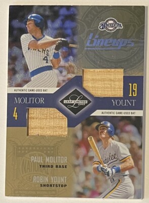 2003 Leaf Limited Lineups Paul Molitor Robin Yount Game-Used Bat 48/50 ...