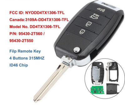 Remote Key Fob Transmitter 4 Buttons 315mhz ID46 Chip | eBay