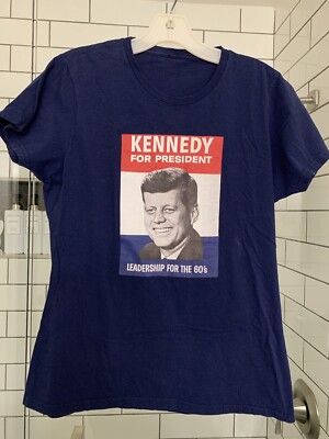 JFK 1960 Campaign Vintage Poster T-Shirt John F. Kennedy Sz Small Blue ...