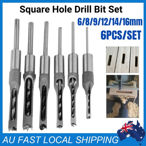 6pcs Square Hole Saw Auger Mortise Drill Bit Mortising Chisel ...