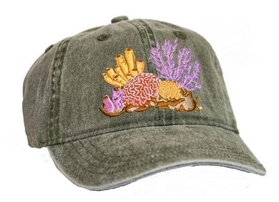 Coral Reef Embroidered Cotton Cap NEW Hat 6 Species of Coral | eBay