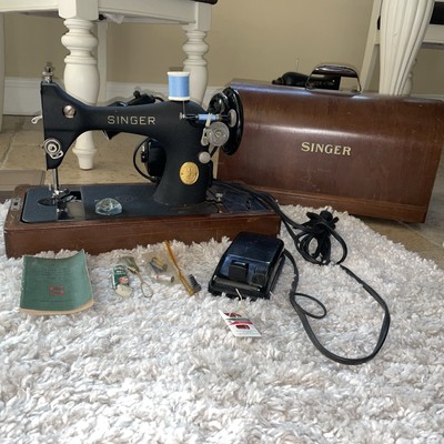 1950 Vintage Antique Old Singer Model 128 Black Sewing Machine Godzilla ...