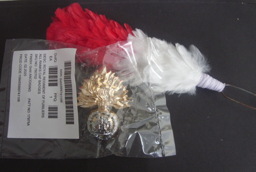 THE ROYAL REGIMENT OF FUSILIERS CAP BADGE & HACKLE BRITISH ARMY RRF ...