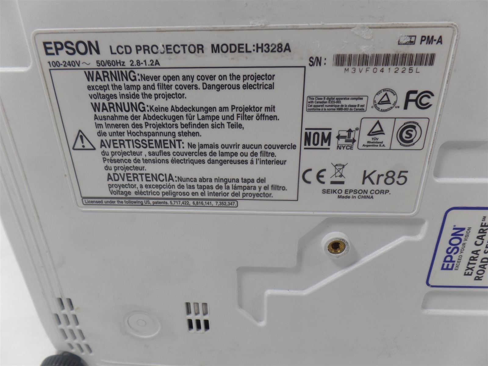 Epson H328A PowerLite S7 LCD Projector Lamp Hours 2345hrs for sale ...