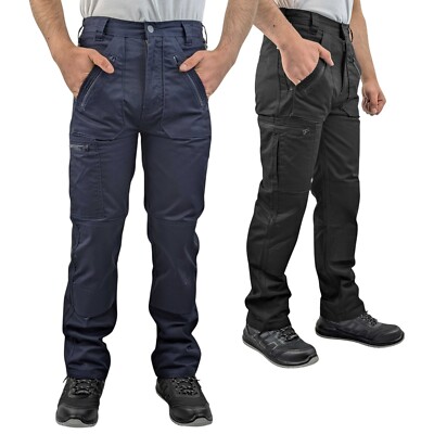 Mens Durable Cargo Multipocket Work Action Trousers with Knee Pad Pocket YKK Zip | eBay UK