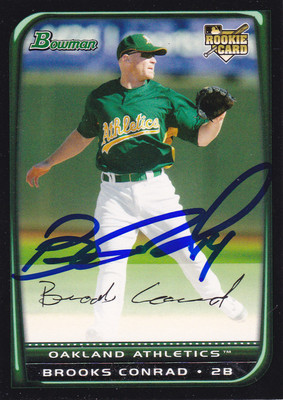 BROOKS CONRAD OAKLAND A'S SIGNED CARD SAN DIEGO PADRES BRAVES BREWERS ...