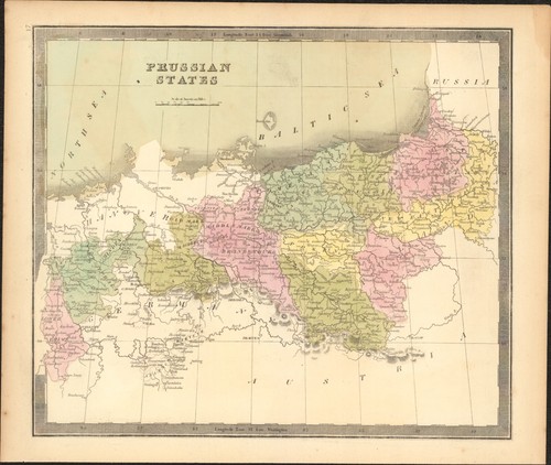 1840 Prussian States map by Greenleaf 14.2" x 11.9" scarce 1st edition ...