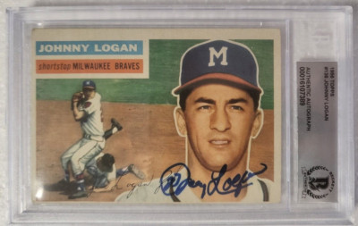 1956 TOPPS JOHNNY LOGAN MILWAUKEE BRAVES SIGNED AUTOGRAPHED CARD #136 ...