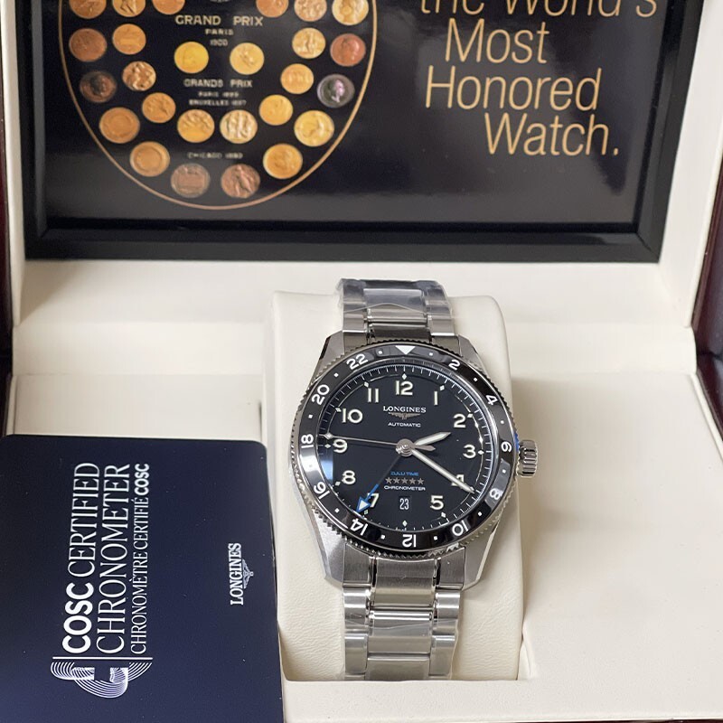 NEW Longines Spirit Zulu Time 42mm Black Dial Steel Men's Watch ...