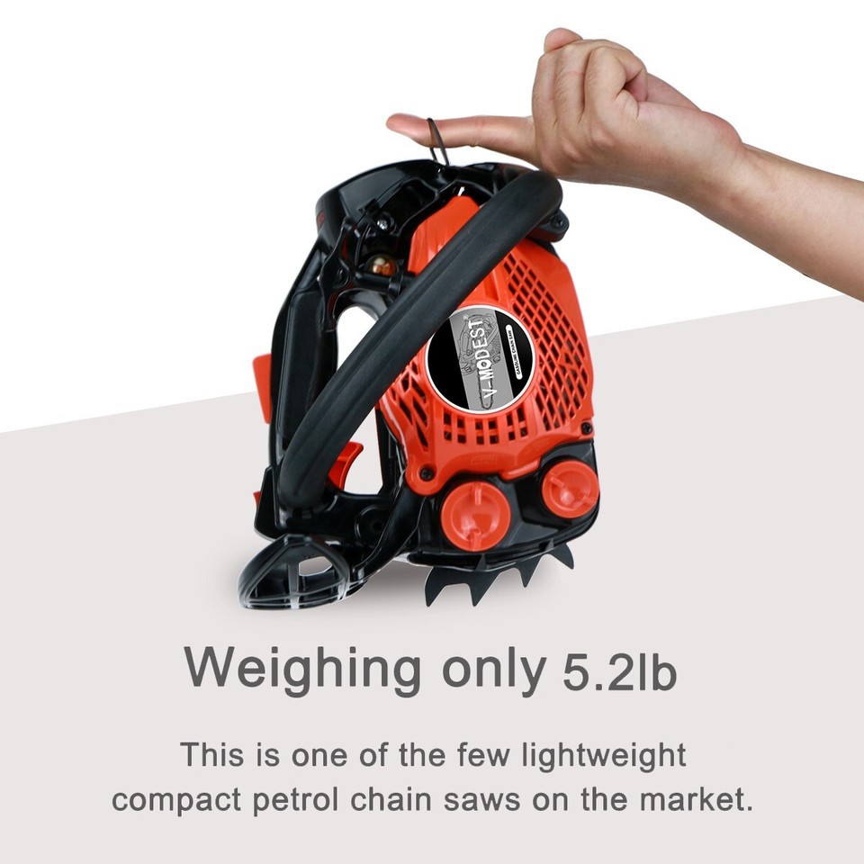 V-MODEST 12" Top Handle Gas Chainsaw 2-Stroke Engine 25CC Mini Climbing ...