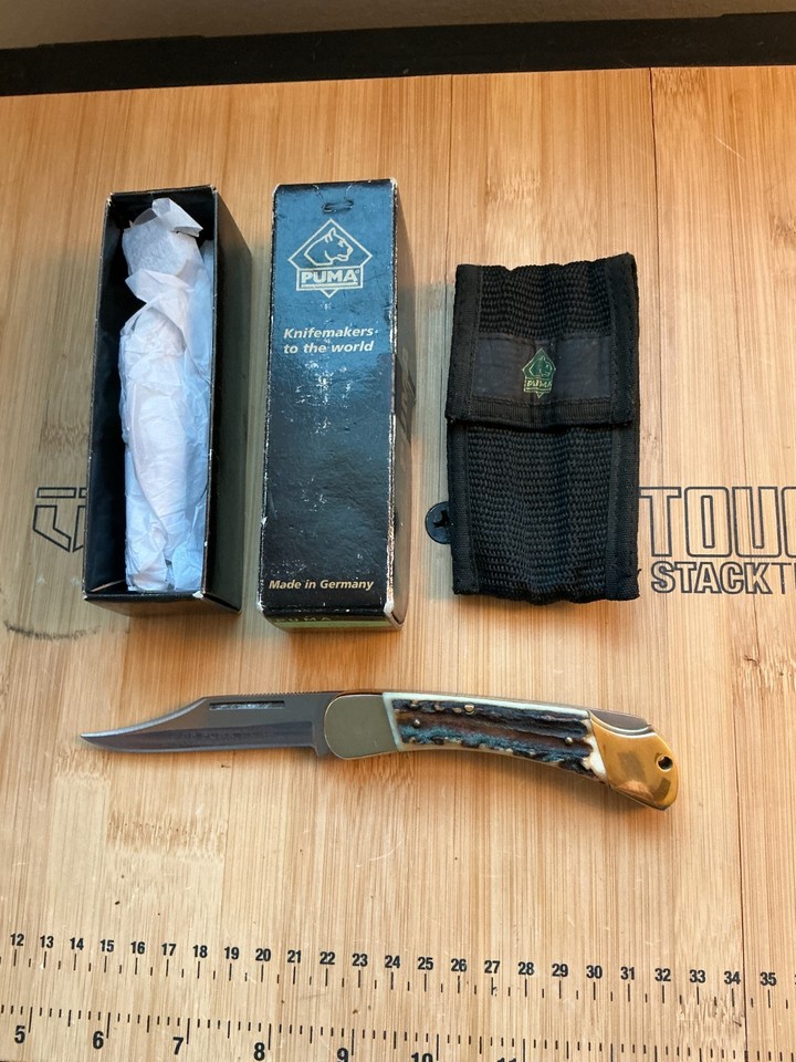TVC7464 Puma 905 Duke Stag Lock Back Folding Knife w/ Pouch | eBay