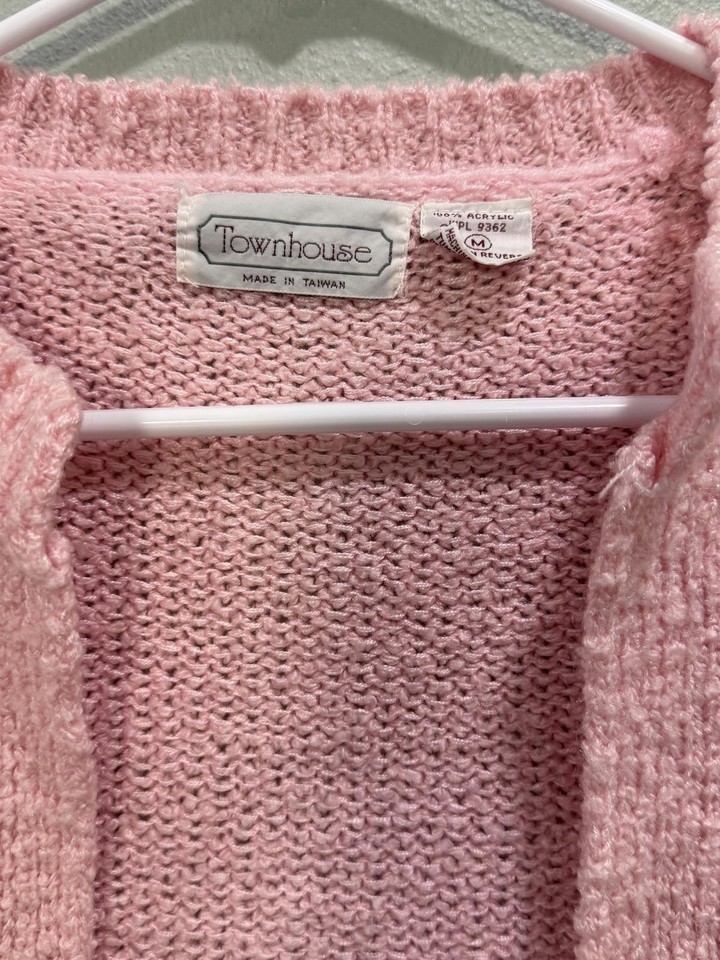 Vintage Townhouse Pink Open Cardigan Sweater, Women's Medium | eBay
