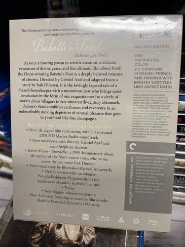BABETTE'S FEAST Blu-Ray/DVD digipak CRITERION COLLECTION Gabriel Axel ...