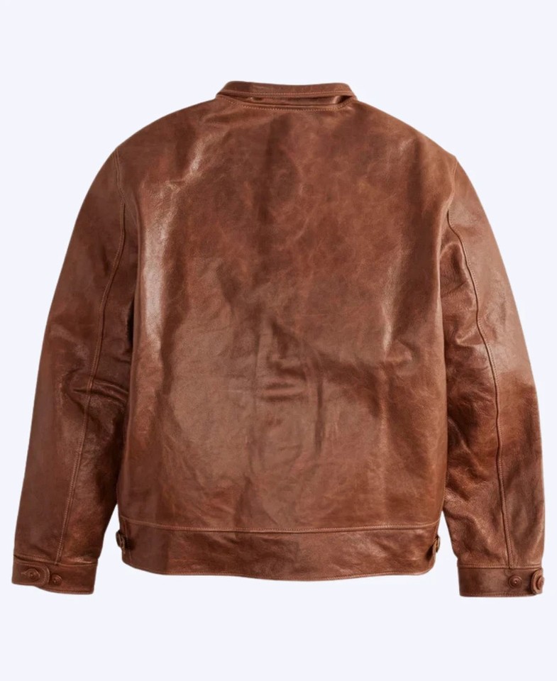 Menlo Cossack Leather Jacket Brown Albert Einstein Real Unisex Leather ...