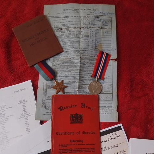 WW2 MEDALS/PAPERWORK - ST. VALERY POW 1940 BEF - LONG MARCH 1945 STALAG ...