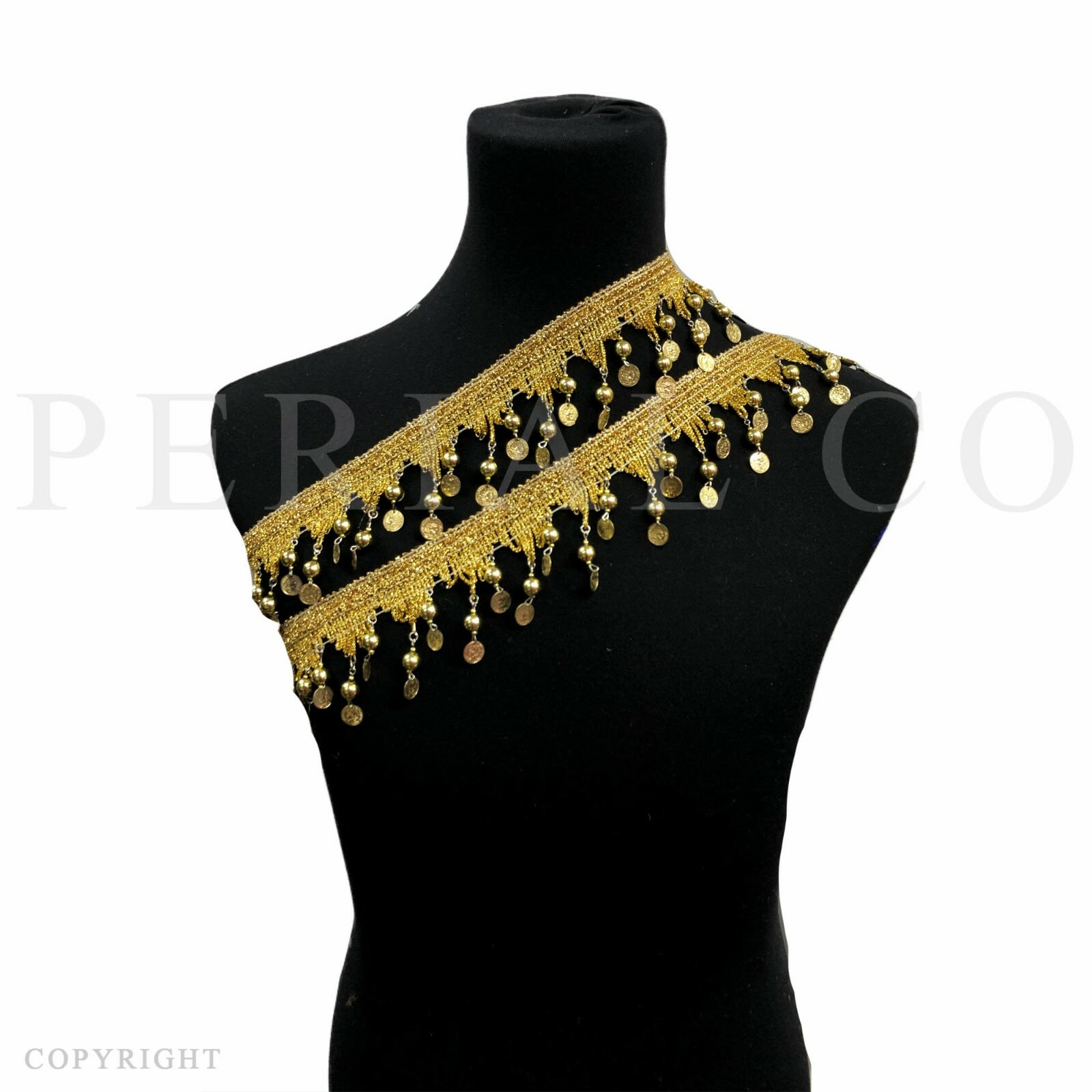 Perial Co Metallic Beaded Small Coin Fringe Trim for Belly Dance by ...