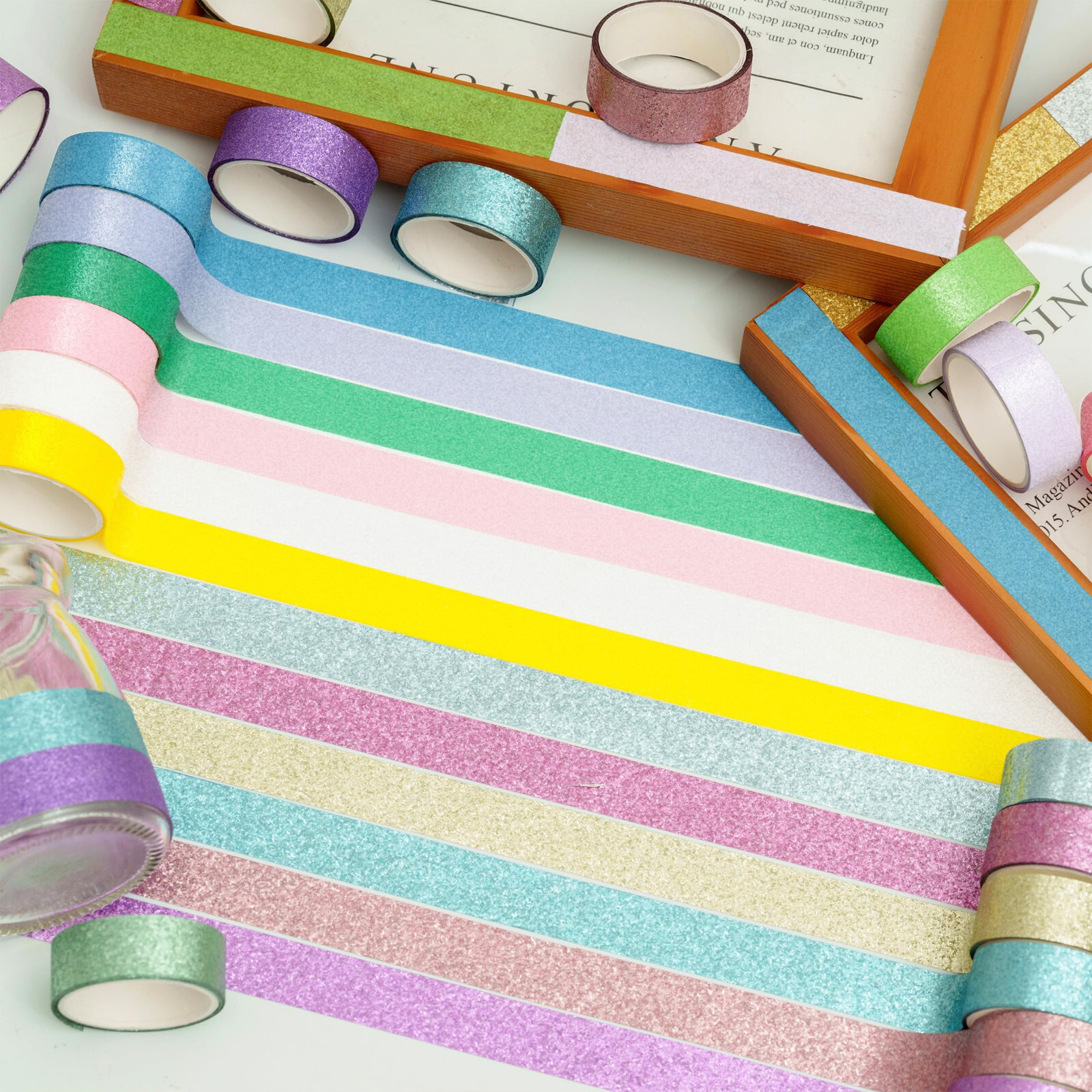 Neon 6 Colors Glitter Washi Tape Set Sparkling Masking Tape Metallic ...