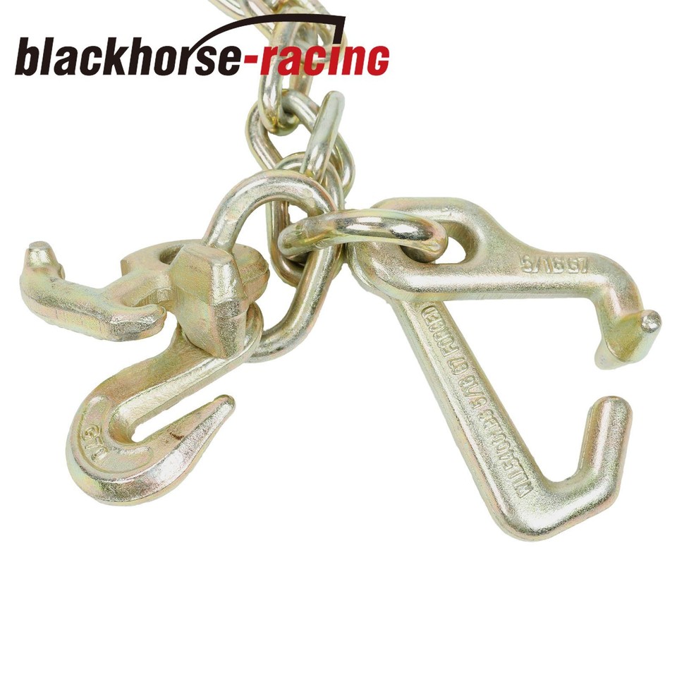 (4 Pack) 5/16" x 6' Long Shank 15" J Hook Tow Chain w/ RTJ Cluster ...