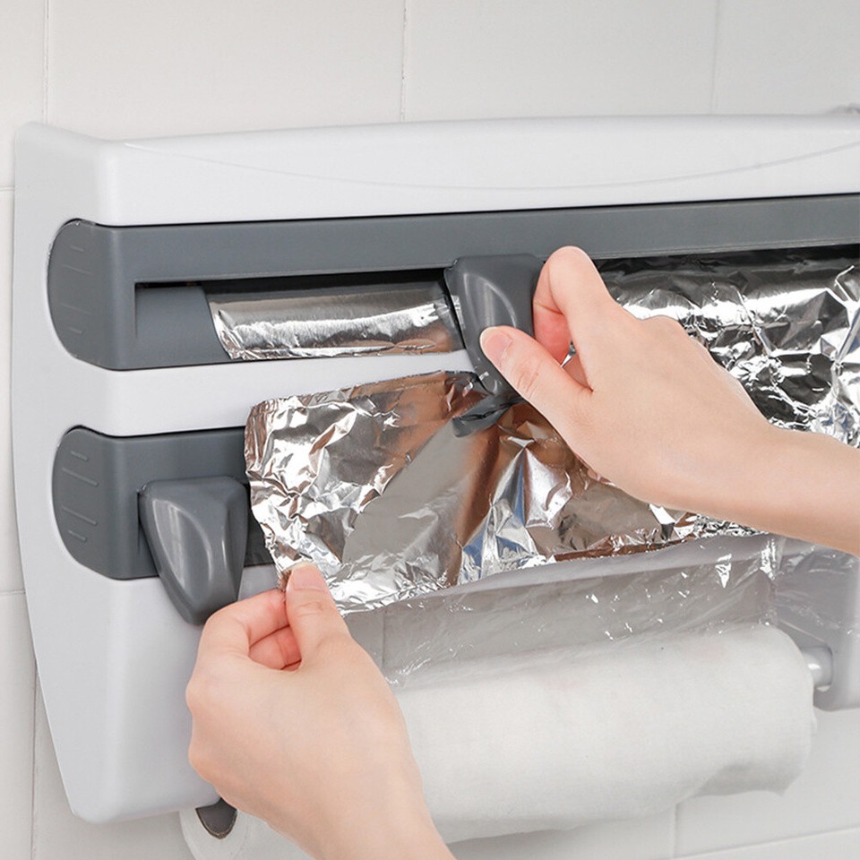 Kitchen Roll Holders Cling Film Tin Foil Dispenser Paper Storage Rack ...