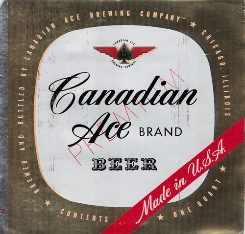 Canadian Ace Vintage Beer Quart Label Canadian Ace Brewing Co Chicago ...