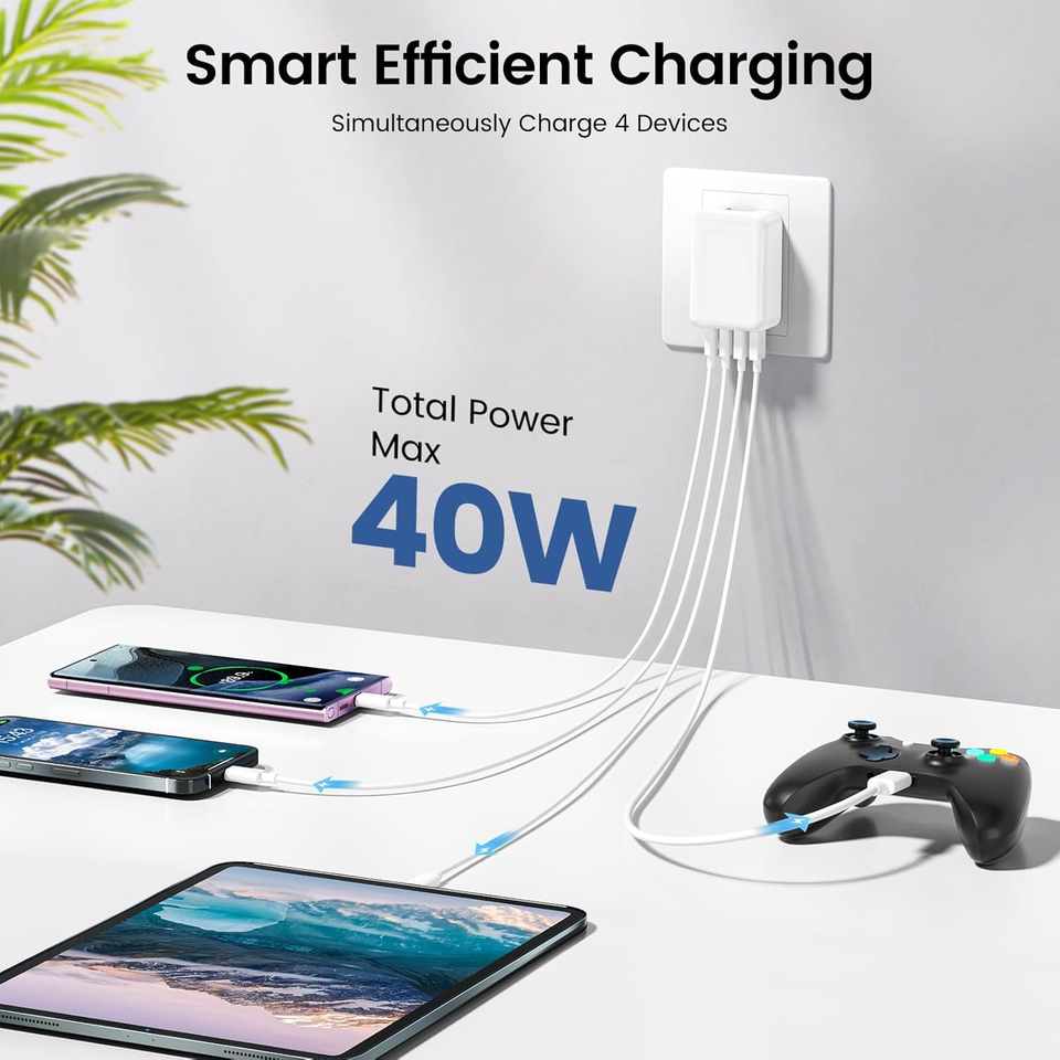 40W USB C Charger Block Flat USB C Wall Charger Slim Dual Port Type C ...