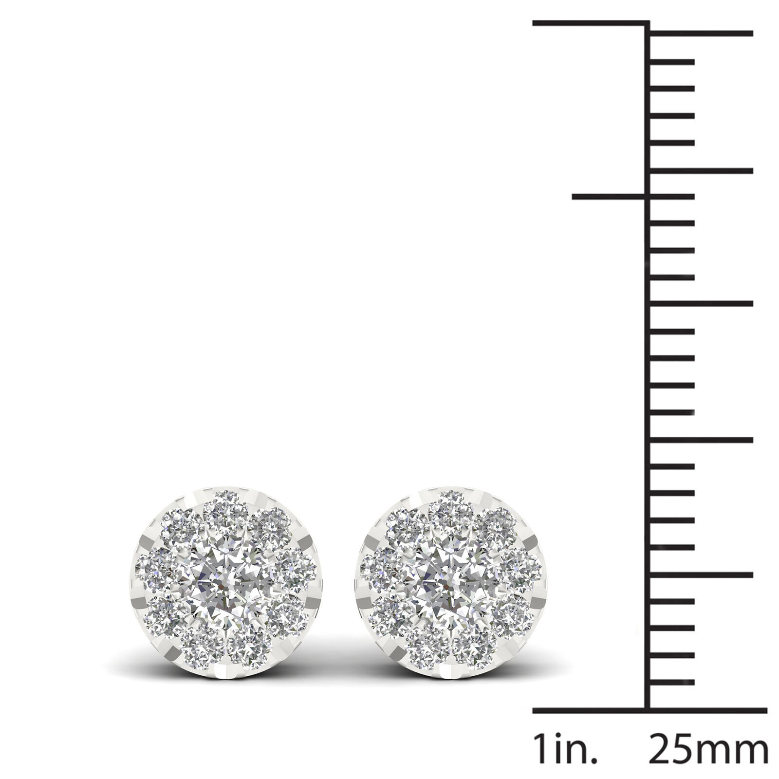 10k White Gold 1Ct Diamond Round Stud Earrings, H-I I2 Perfect Gift for ...