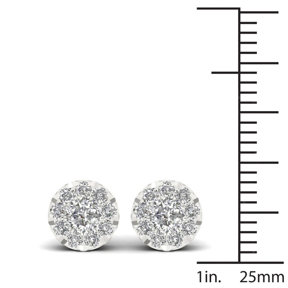 10k White Gold 1Ct Diamond Round Stud Earrings, H-I I2 Perfect Gift for ...