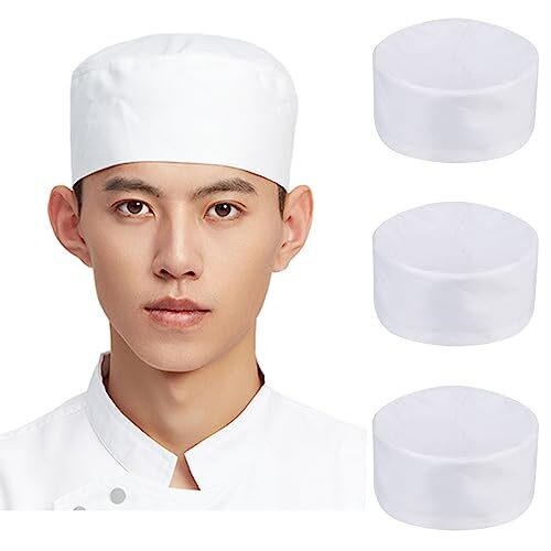 3 Pcs Unisex Vent Chef Hats Adjustable Kitchen Cooking Caps with White ...