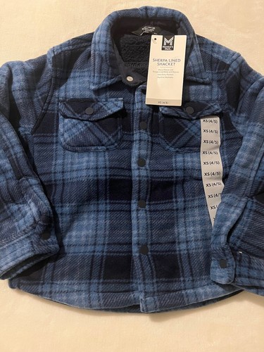 Member's Mark Boys Sherpa Lined Shacket Size XS 4/5 Blue Plaid | eBay