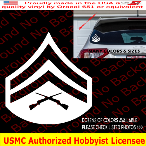 USMC CORPORAL CPL E4 Rank Vinyl Decal Marines Car Die Cut Sticker ...