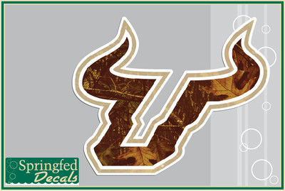 USF Bulls CAMO BULL HORNS LOGO Vinyl Decal South Florida Bulls Sticker ...