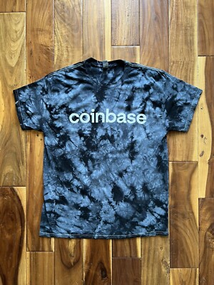 Coinbase Black Blue Tie Dye Short Sleeve Tee T-Shirt EDC Vegas Bitcoin ...