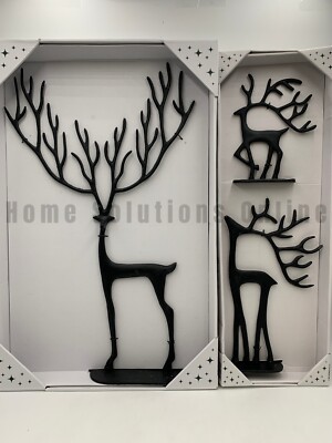 Aldi Merry Moments Dramatic Reindeer Deer Holiday Set 3 Bronze SHIPS ...